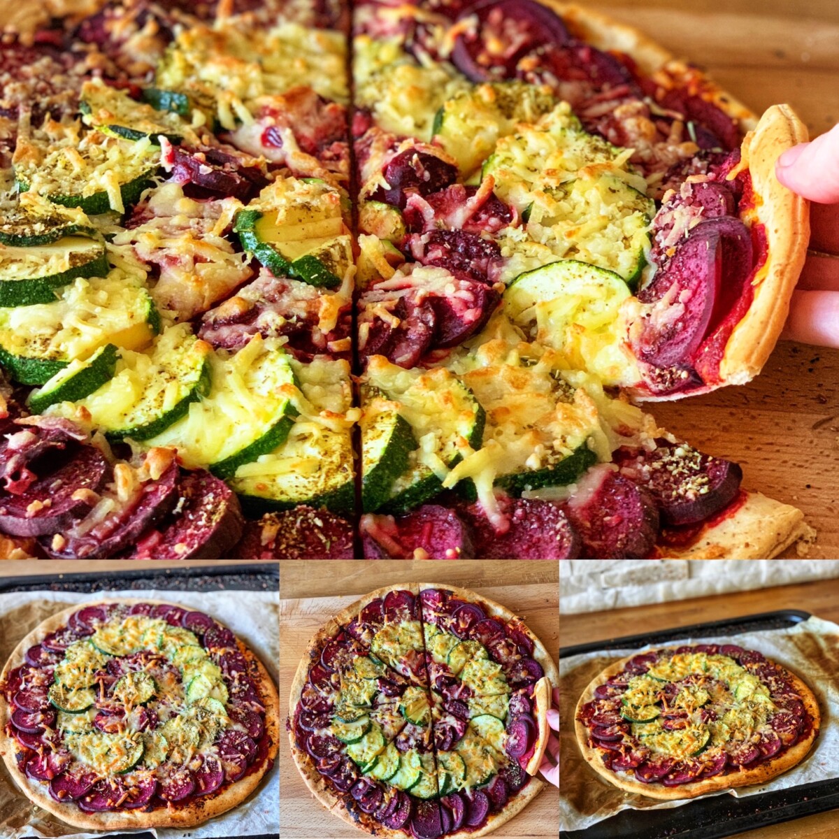 Easy 5-ingredients Grilled Beetroots and Zucchini Pizza - Munchyesta