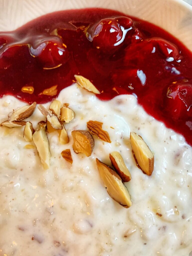 Christmas Rice Pudding Dessert (Danish Risalamande) - Munchyesta