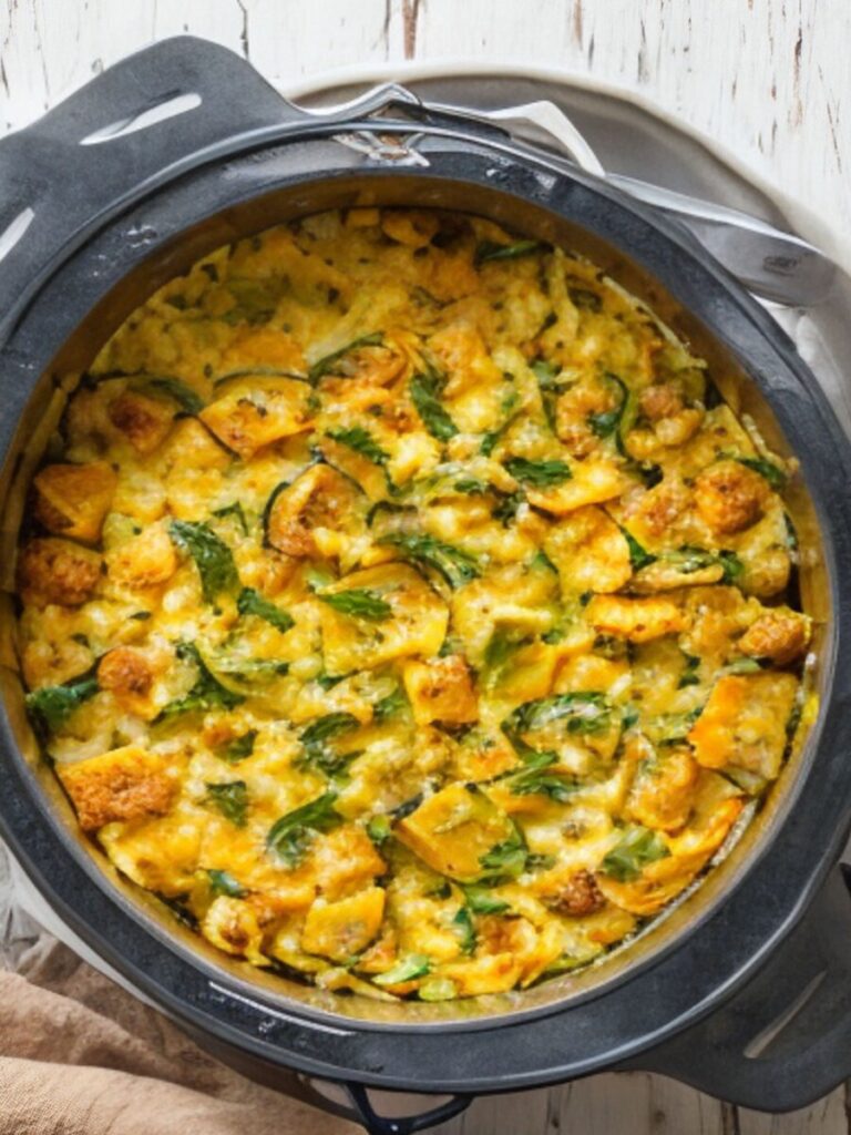 Crockpot zucchini casserole - best slow cooker recipe - Munchyesta